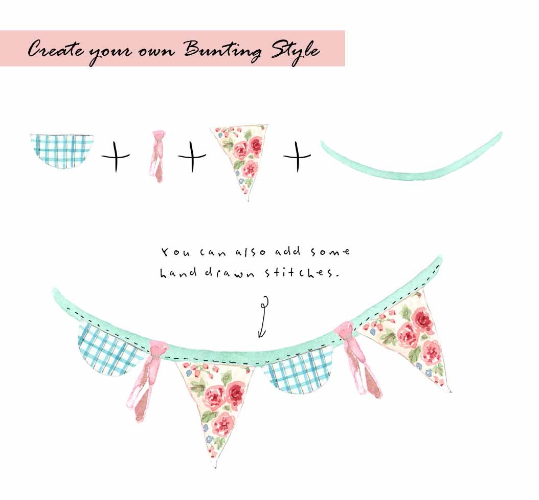 Watercolor Vintage Bunting Clip Art Set (digital Download) - Etsy