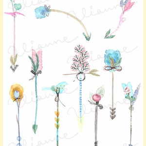 CLIP ART- Watercolor Whimsical Arrows Set. 11 Images. Digital Download ...