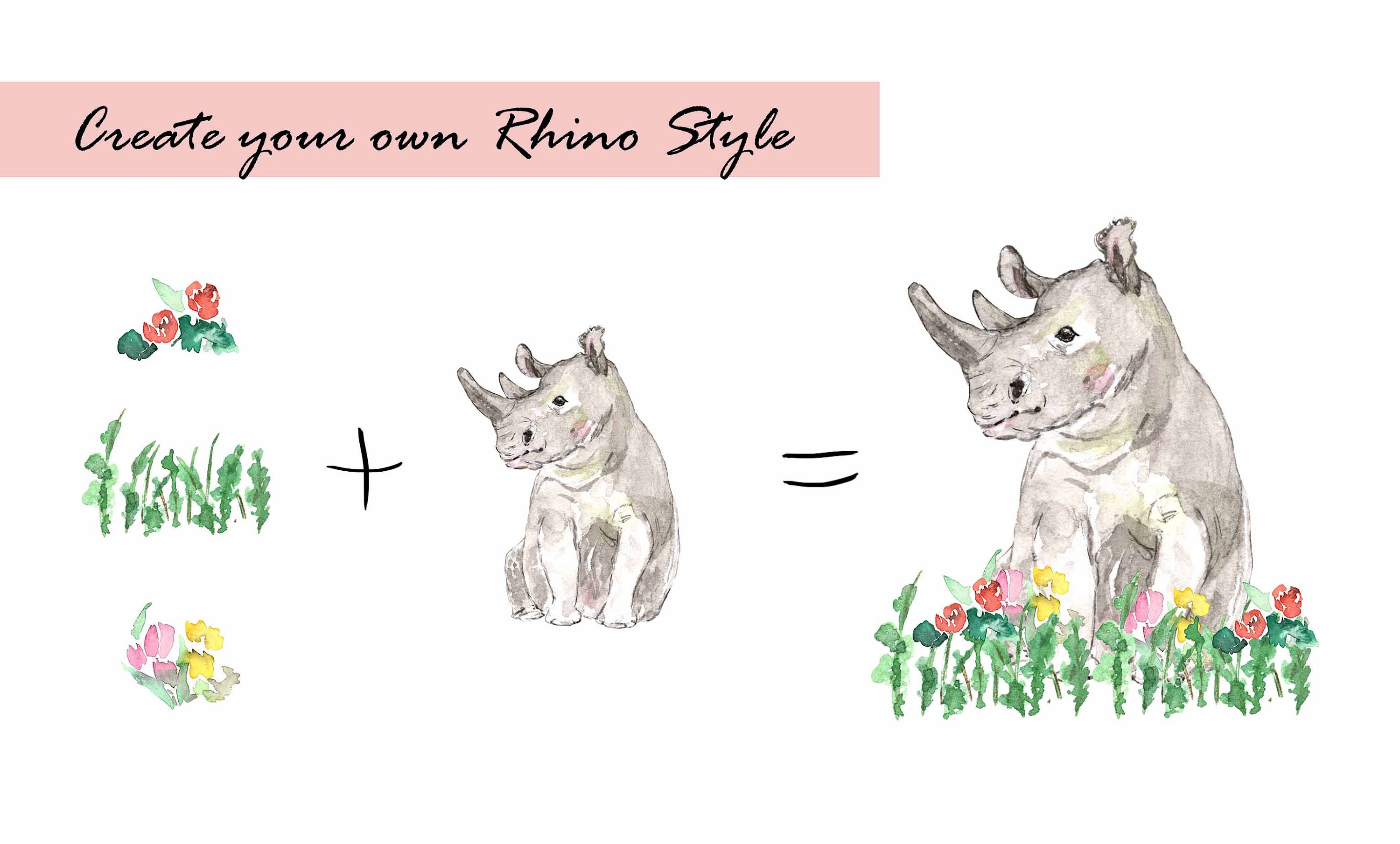 Watercolor Rhino Clipart Set – 16 PNG Images (digital Download) - Etsy