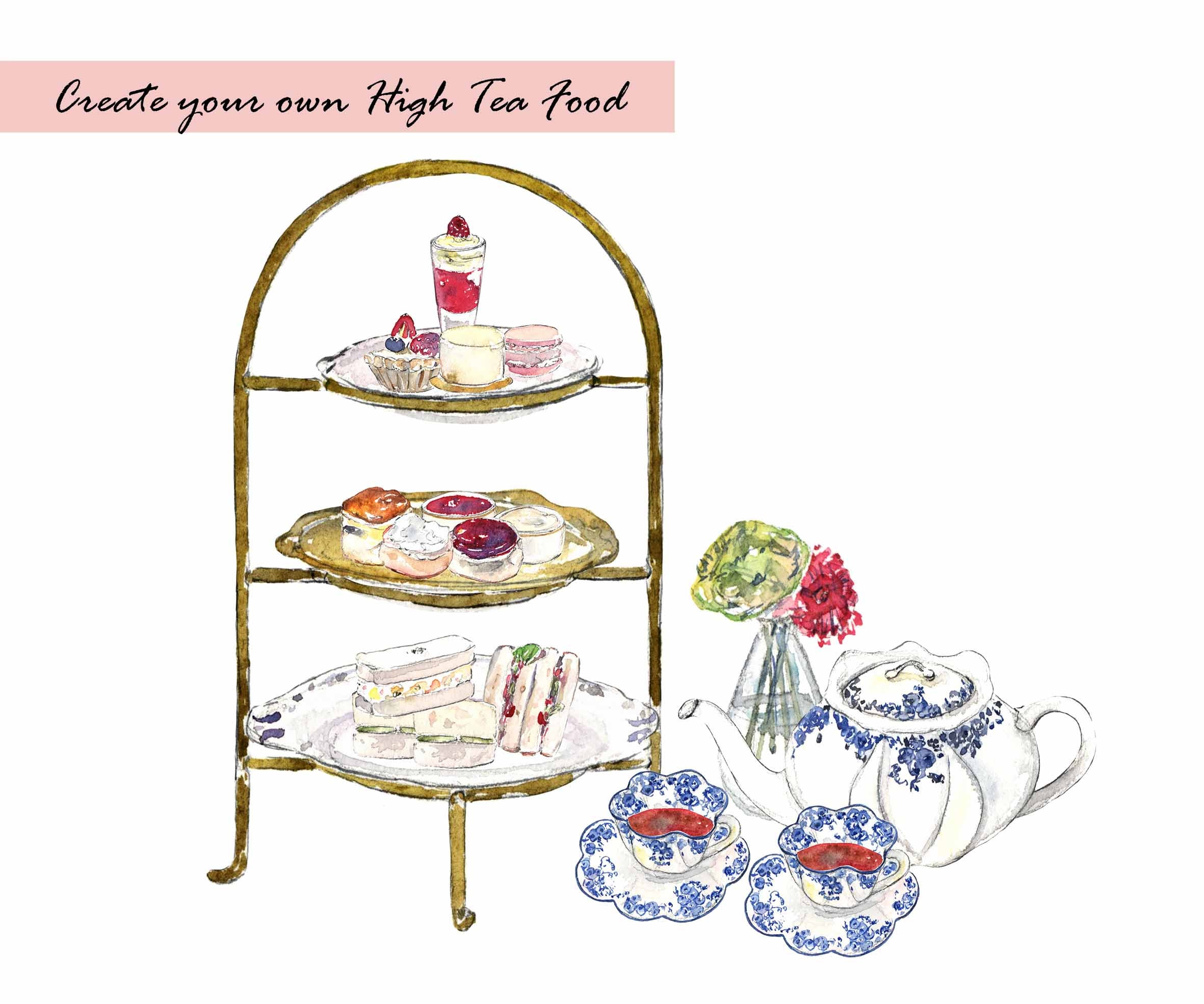 CLIP ART Watercolor High Tea Set. 24 Images. Digital Download. Tea Time ...