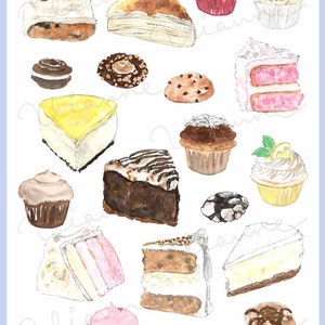 Watercolor Cakes & Cookies Clipart Set: 21 Bakery Images (digital ...