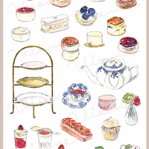 CLIP ART- Watercolor High Tea Set. 24 Images. Digital Download. Tea ...