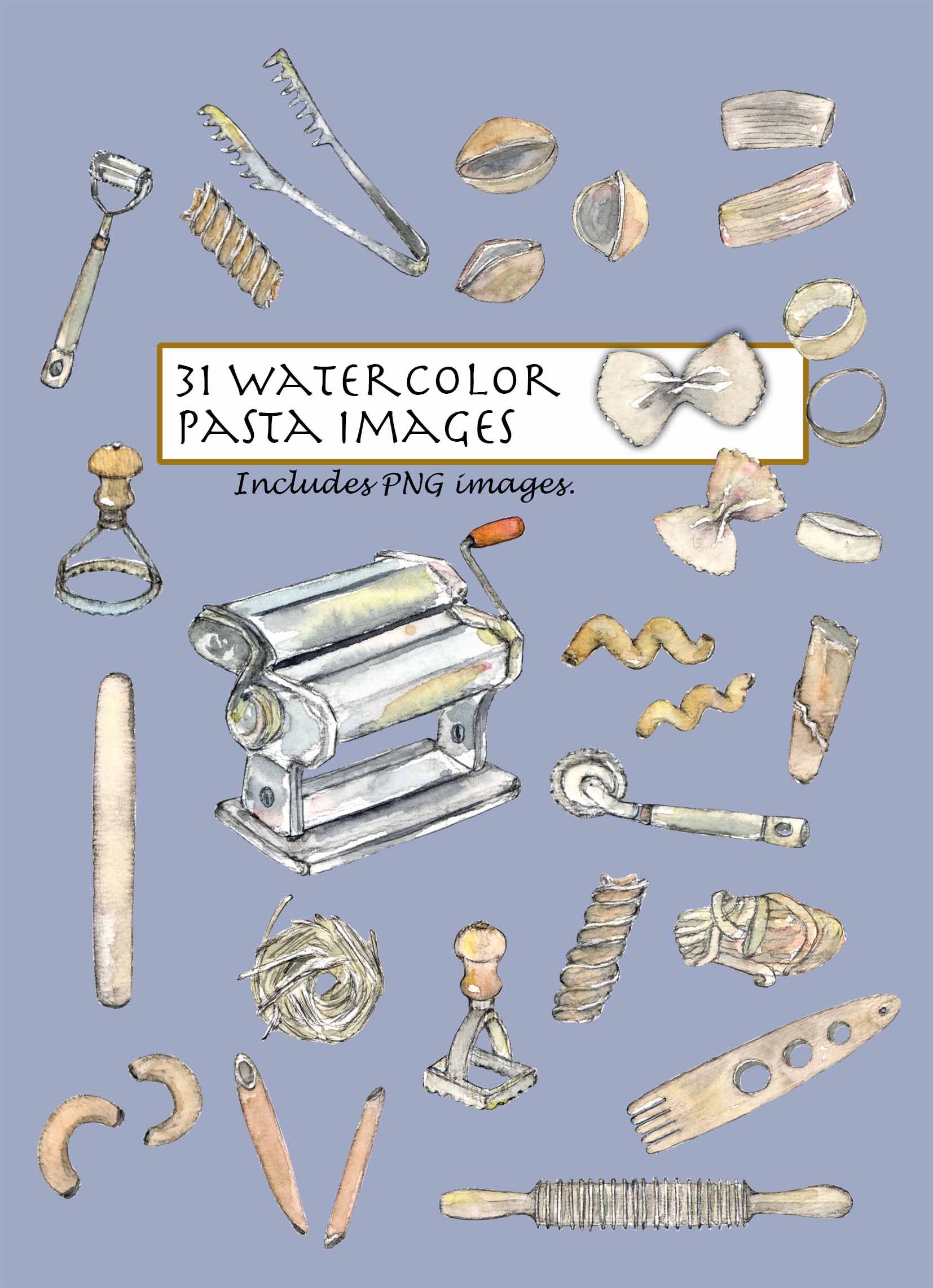 CLIP ART Watercolor Pasta Set. 31 Images. Digital Download. Homemade ...