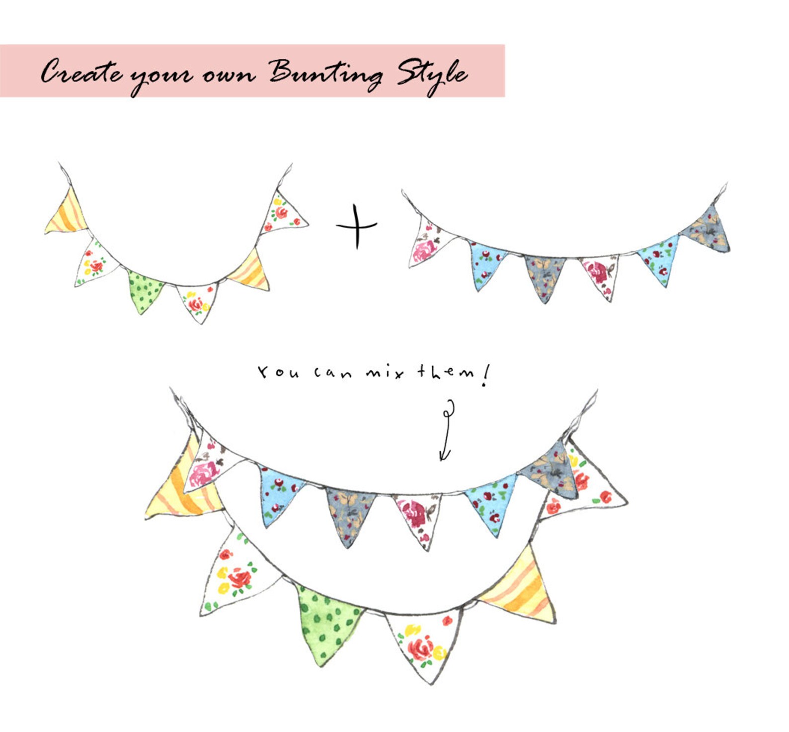 Watercolor Vintage Bunting Clip Art Set (digital Download) - Etsy