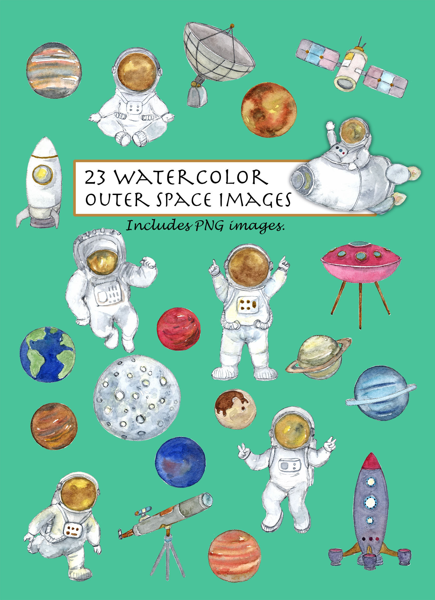 Watercolor Outer Space Clip Art Set (digital Download) - Etsy