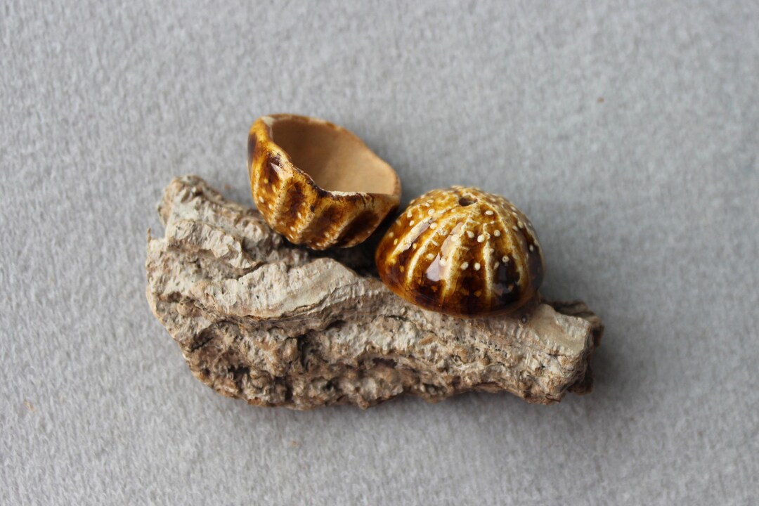 Pair of Artisan Ceramic Cup Beads, Autumn Ceramic Beads, Artisan Forest ...