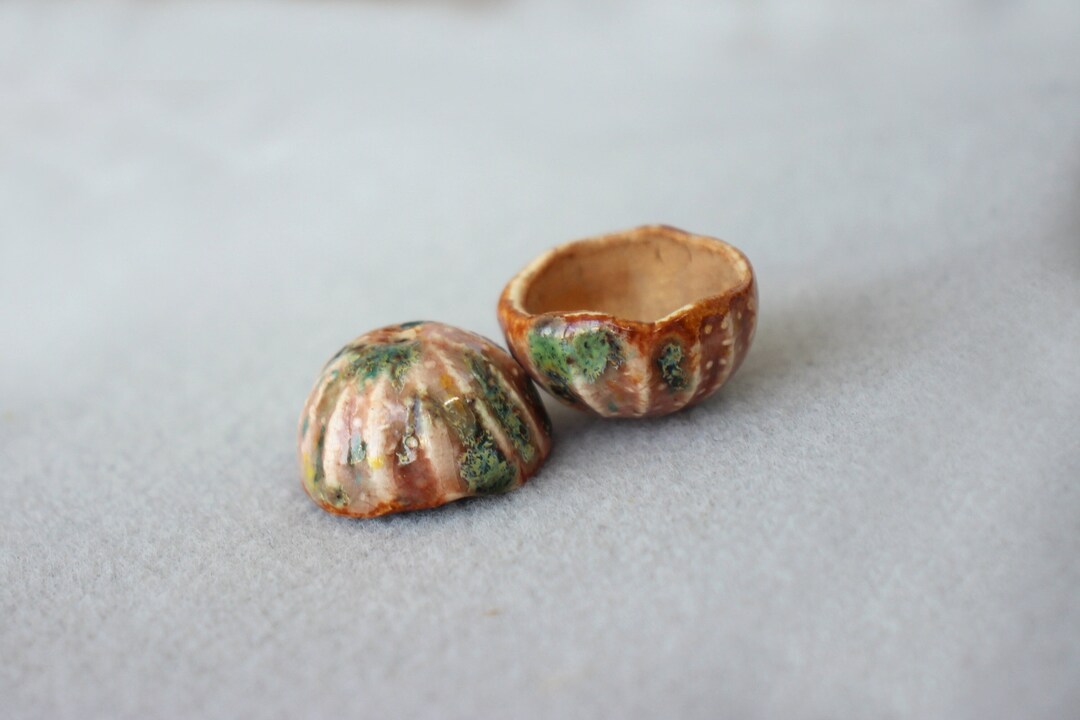 Pair of Artisan Ceramic Cup Beads, Autumn Ceramic Beads, Artisan Forest ...