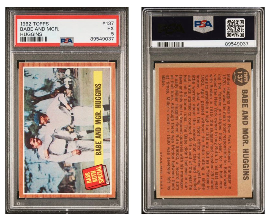 1962 Topps #137 Babe Ruth & Miller Huggins, N.Y. Yankees PSA 4 Vg-ex - Etsy