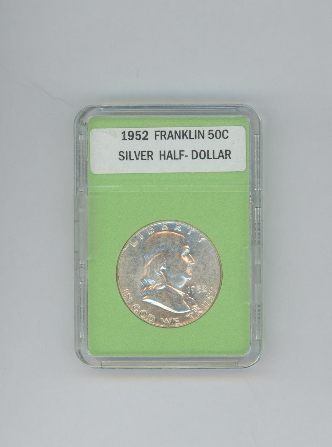 1- Genuine 1952 P ,D ,S Franklin Silver Half Dollar Coin W/ Lime Green ...