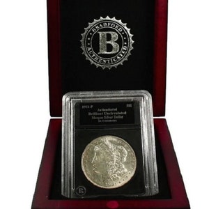 CERTIFIED Genuine 1921 Morgan Silver Dollar BU Unc Bradford Wooden ...