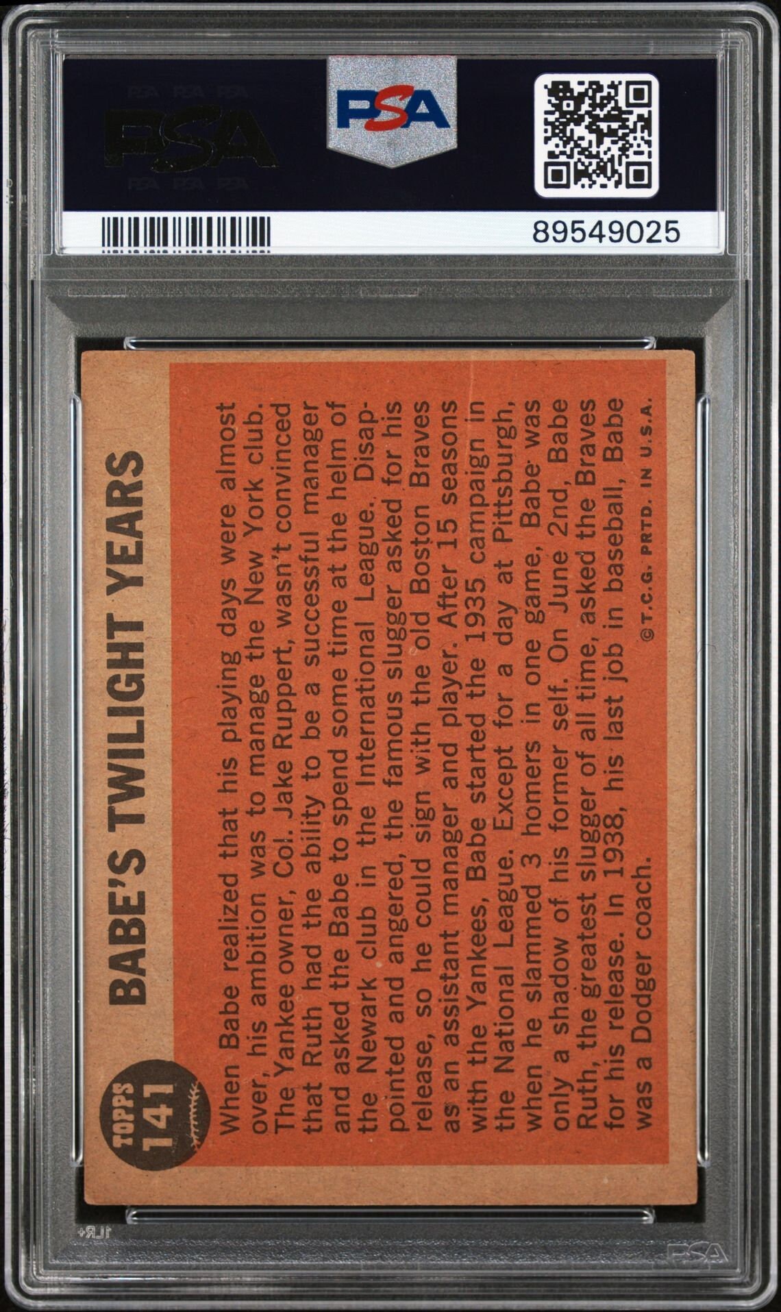 1962 Topps 137 Babe Ruth & Miller Huggins, N.Y. Yankees PSA 4 Vg-ex - Etsy