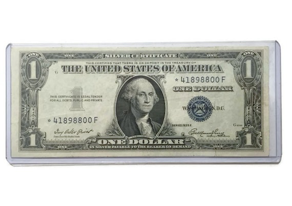 Star Note 1935-blue Seal Silver Certificate Dollar Bill - Etsy