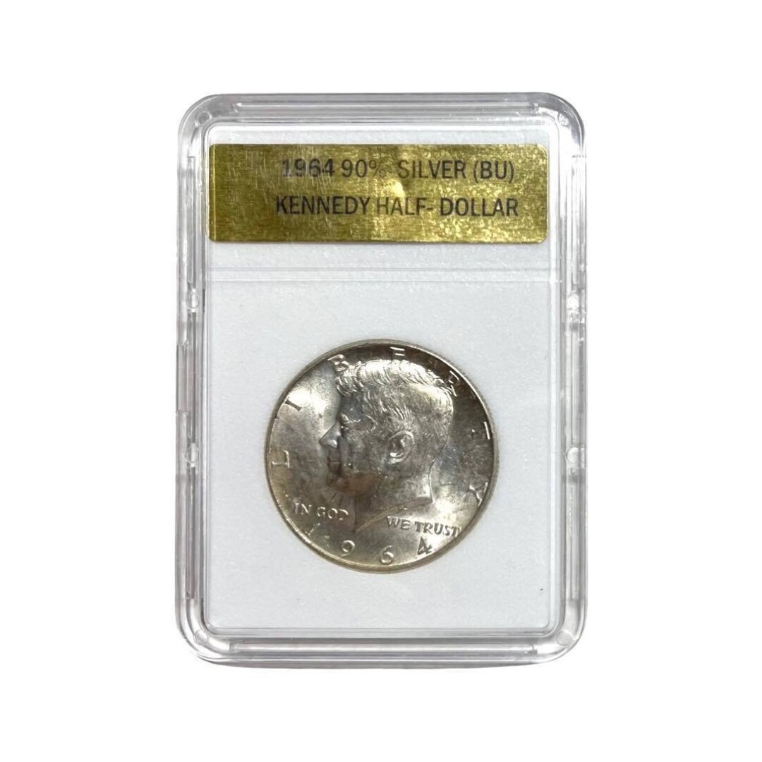 1- Genuine 1964 P ,D ,S Kenedy Silver Half Dollar Coin With Snap Case ...