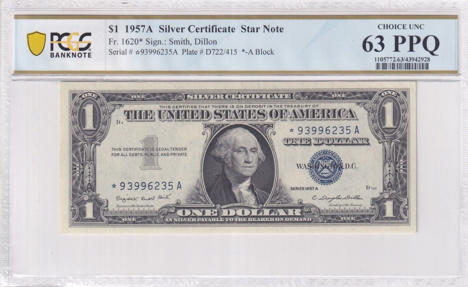 Star Note-one Dollar 1957 A Silver Certificate Currency PCGS GEM UNC ...