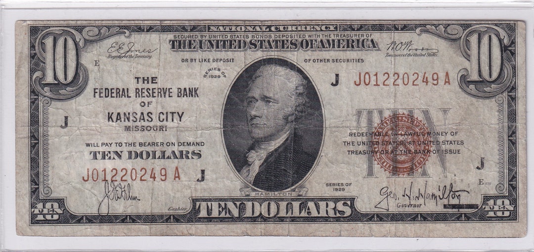 1929 Ten Dollar National Currency Federal Reserve Bank Kansas City,mo ...
