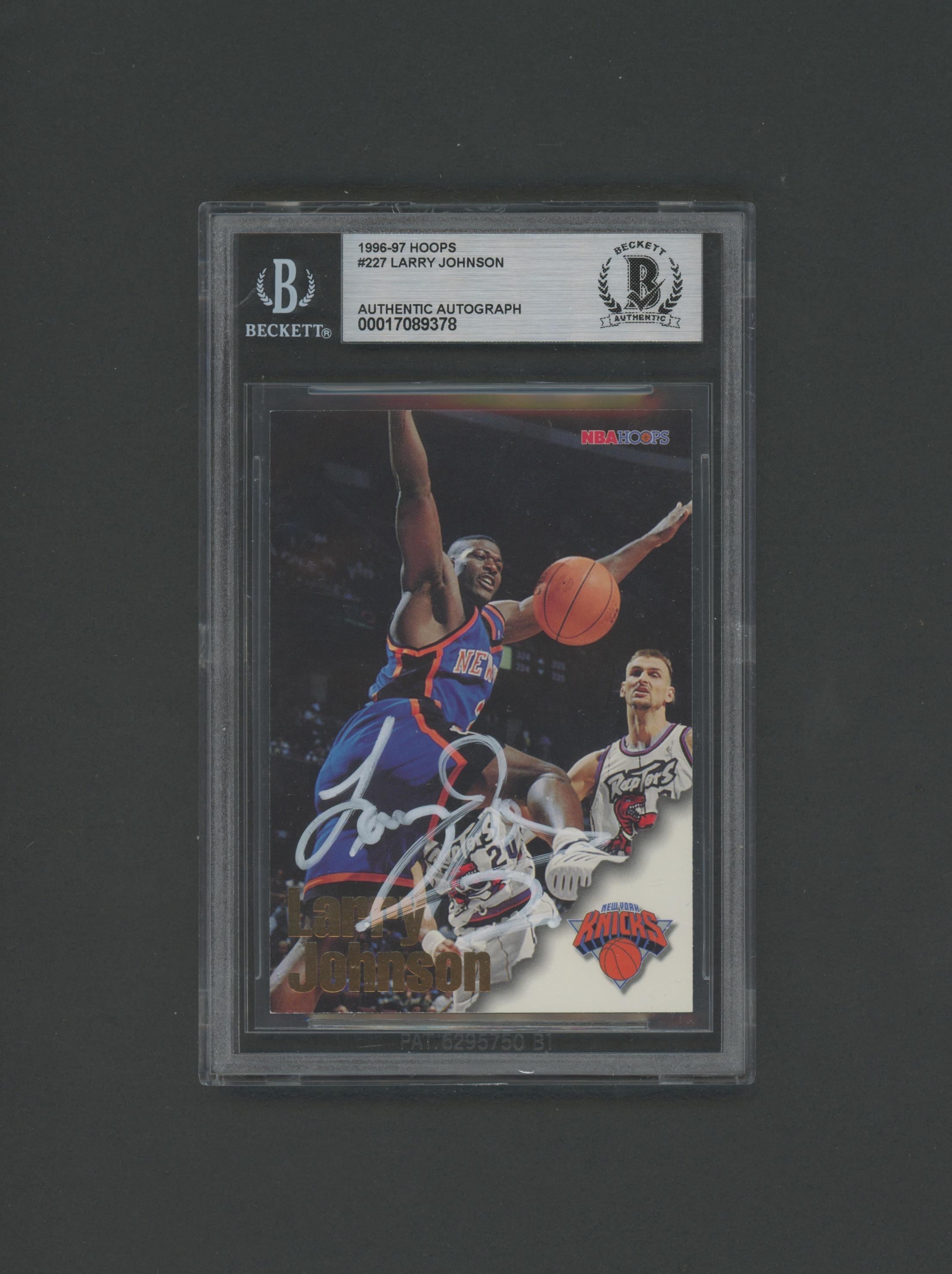 1996-97 HOOPS Larry Johnson #227 Beckett Certified Authenticated Auto ...