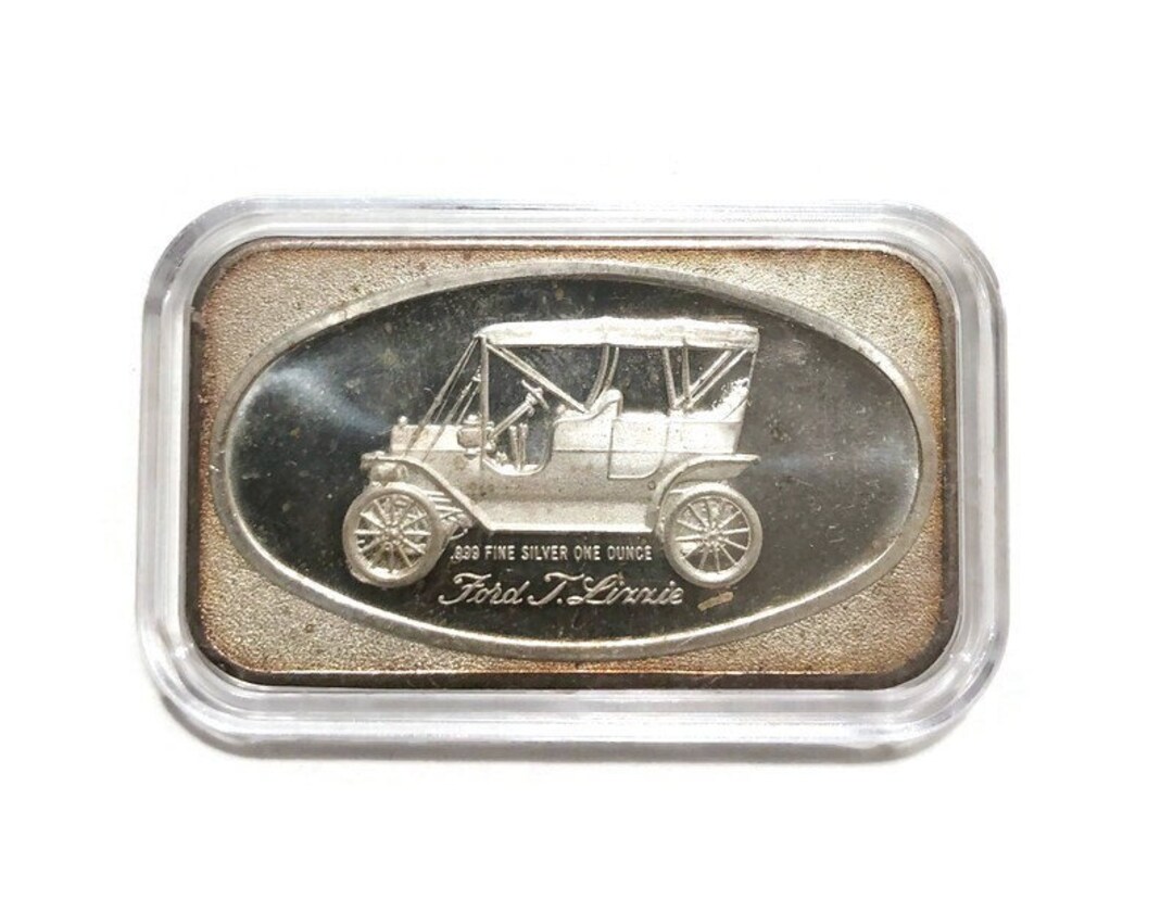 Ford T. Lizzie, Vintage Car, 1 Oz .999 Fine Silver, Art Bar, Plain Back ...