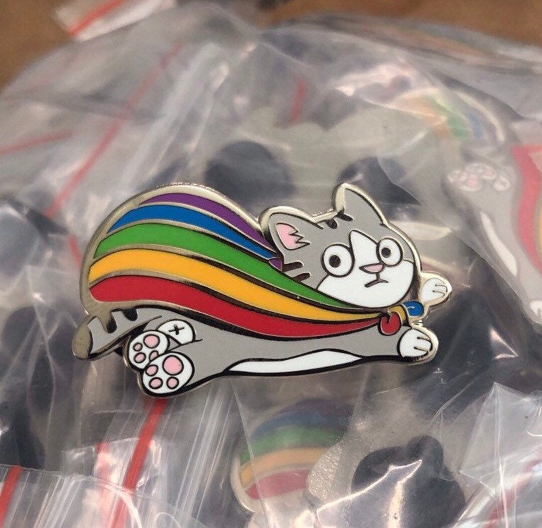 Rainbow Kitty Hard Enamel Pin - Etsy