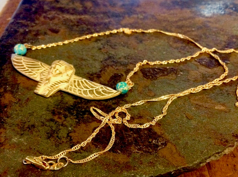 Ancient Egyptian Gold & Turquoise Pendant Necklace - Etsy