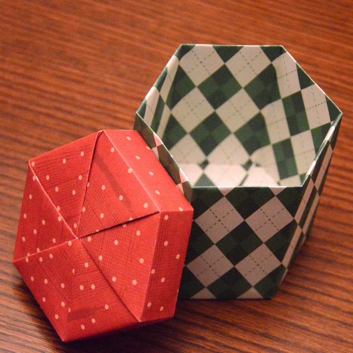 Christmas Origami Hexagon Box W/ Lid 4.25 - Etsy