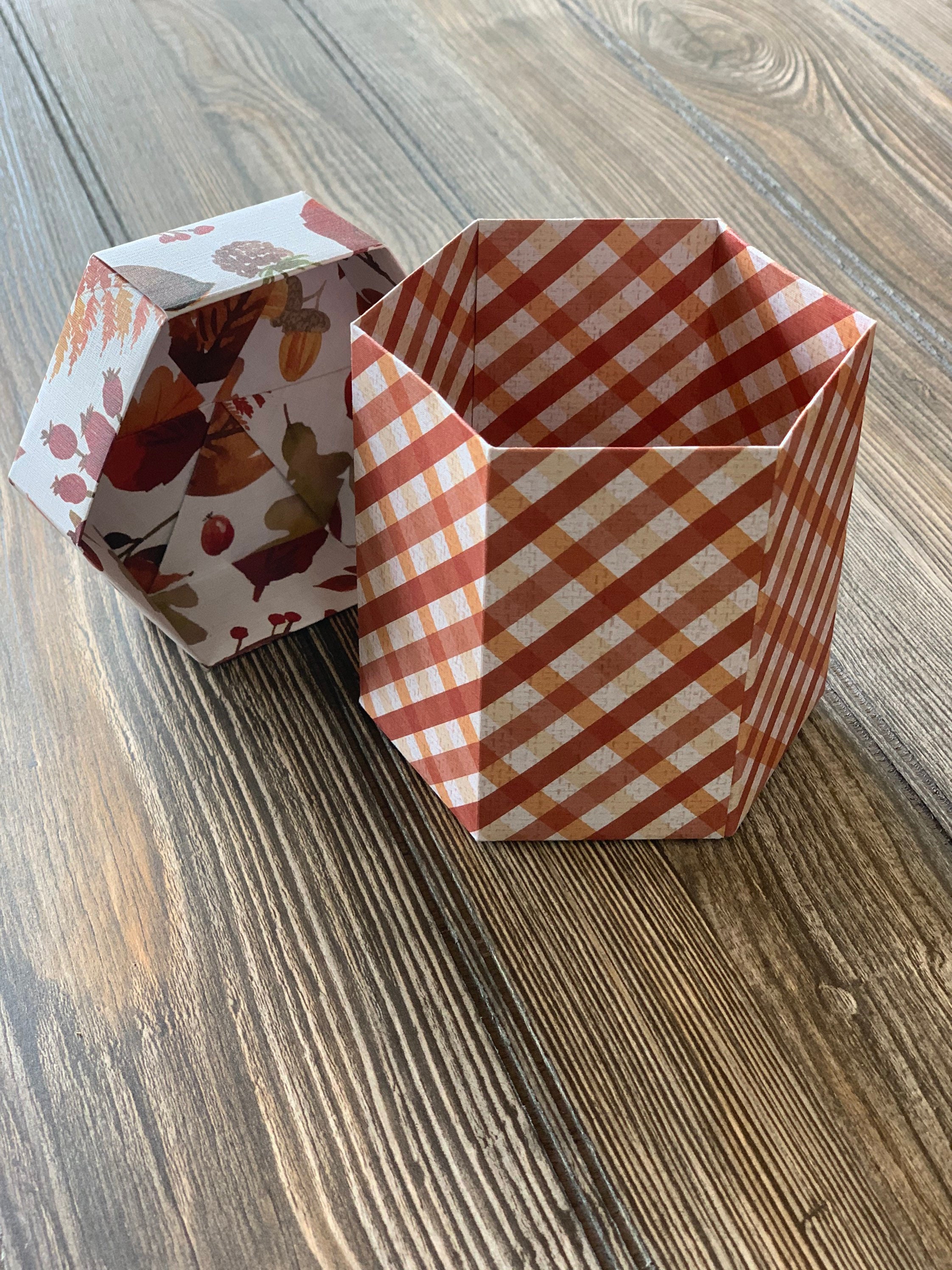 Fall Origami Hexagon Box W/ Lid - 4.25" - Etsy