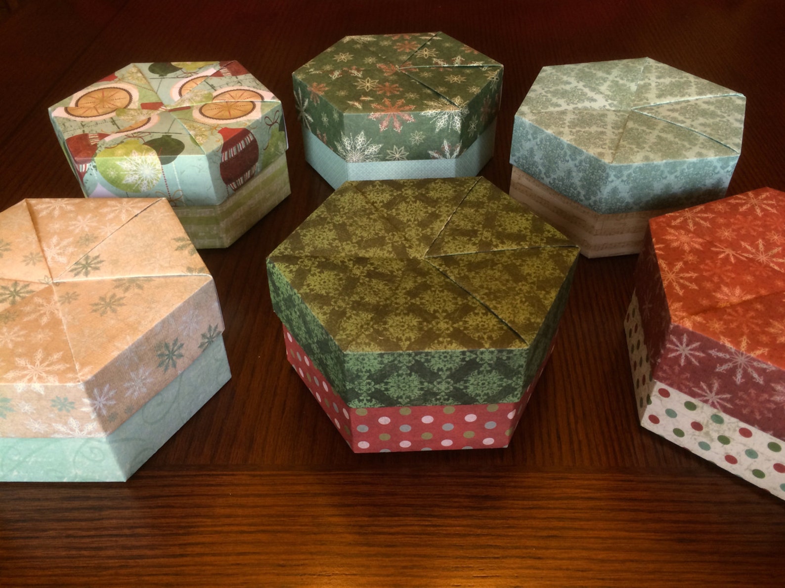 Large Winter Origami Hexagon Box With Lid - Etsy