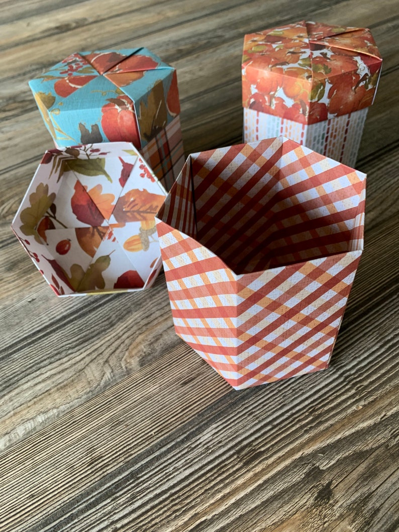 Fall Origami Hexagon Box W/ Lid - 4.25" - Etsy