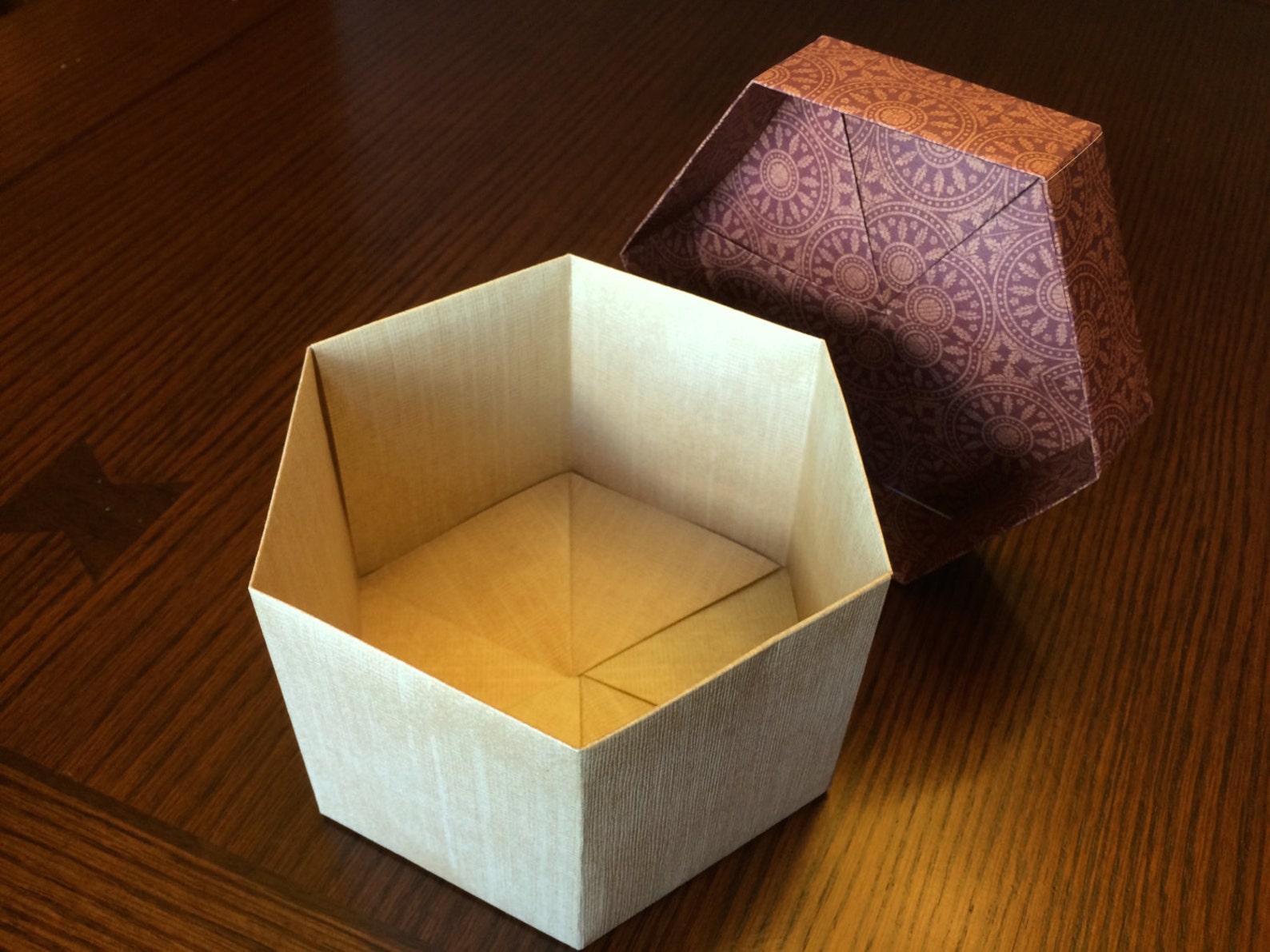 Autumn Origami Hexagon Box W/ Lid - 6" Maize - Etsy