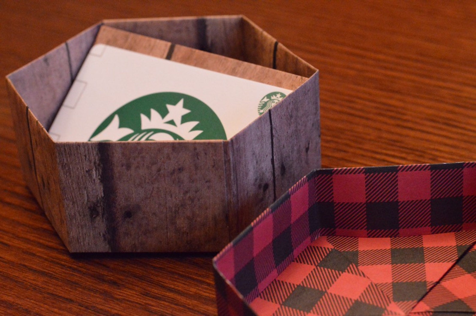 Gift Card Box - Buffalo Plaid and Wood - Etsy