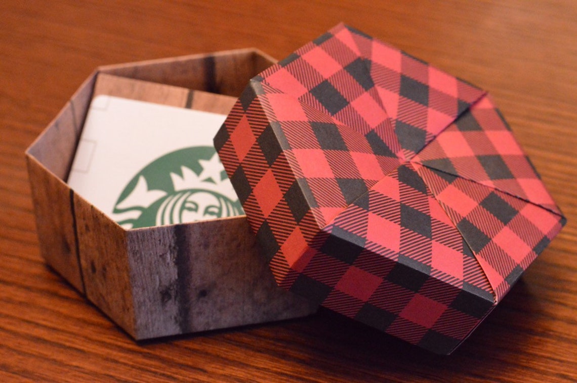 Gift Card Box - Buffalo Plaid and Wood - Etsy
