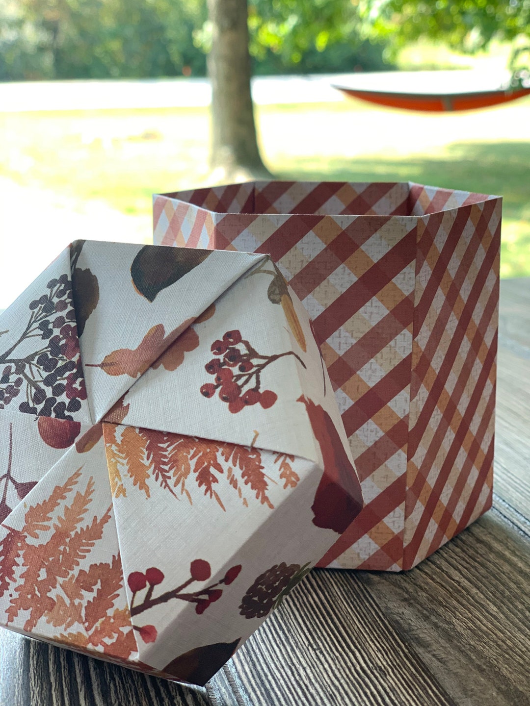 Fall Origami Hexagon Box W/ Lid - 4.25" - Etsy