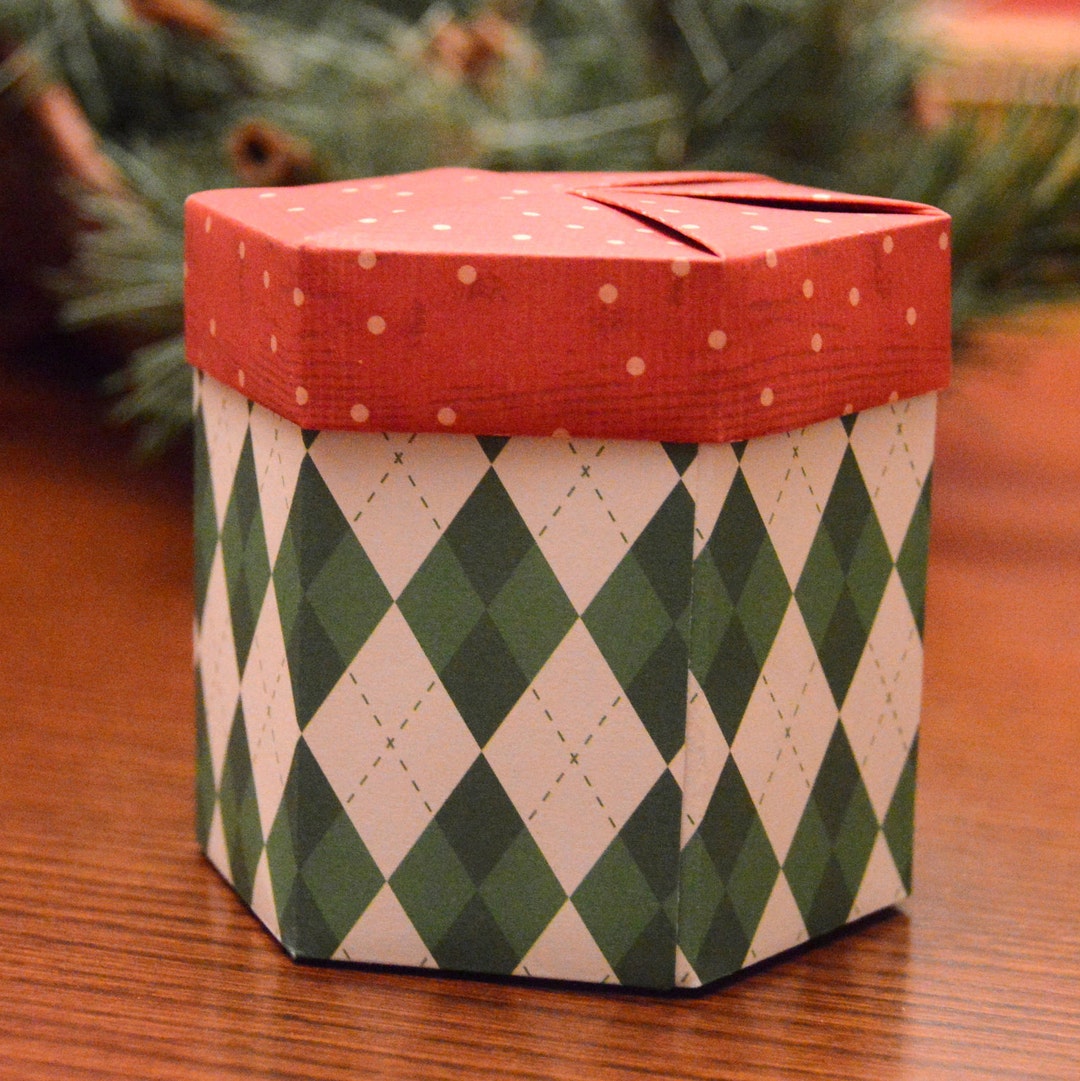 Christmas Origami Hexagon Box W/ Lid - 4.25" - Etsy