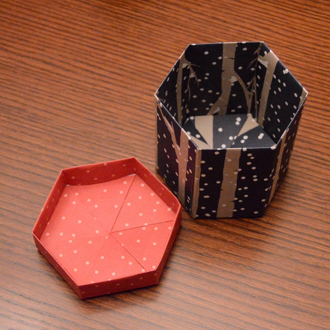 Christmas Origami Hexagon Box W/ Lid 4.25 - Etsy