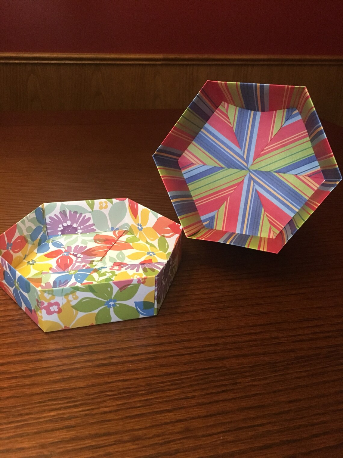 Summer Origami Hexagon Box W/ Lid 6 - Etsy