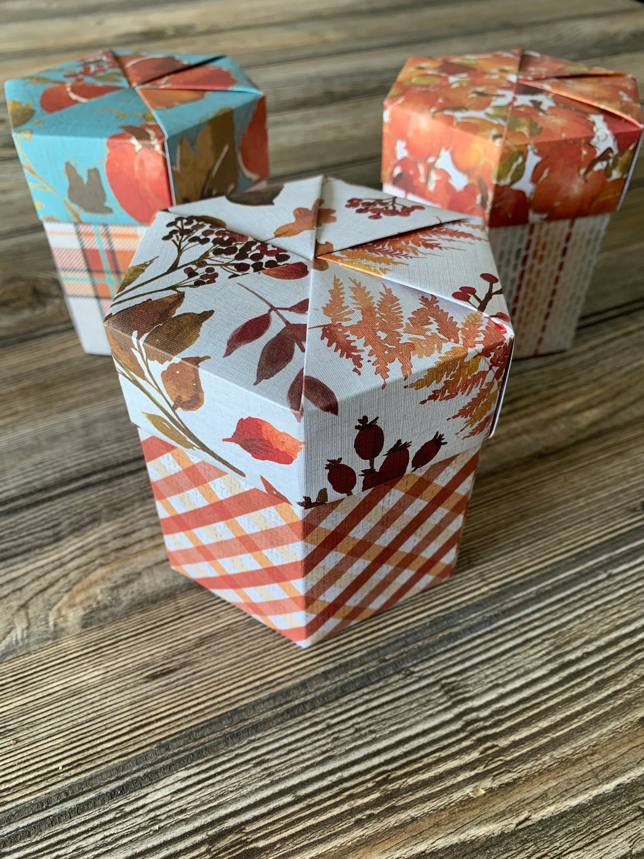 Fall Origami Hexagon Box W/ Lid - 4.25" - Etsy