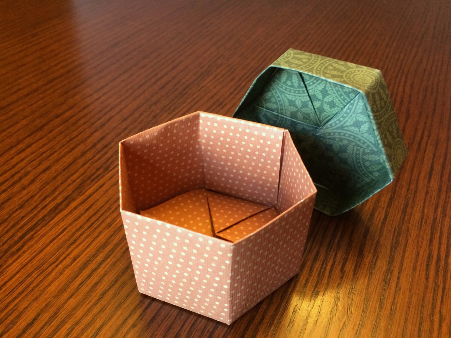 Small Autumn Origami Hexagon Box W/ Lid 3 Pumpkin - Etsy