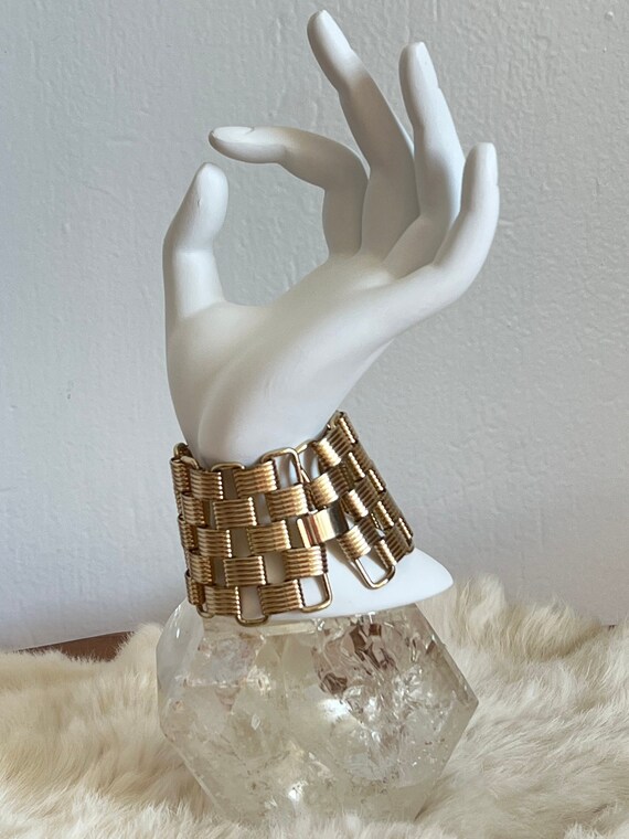 Vintage Chunky Block Chain Mesh Gold Bracelet - Etsy