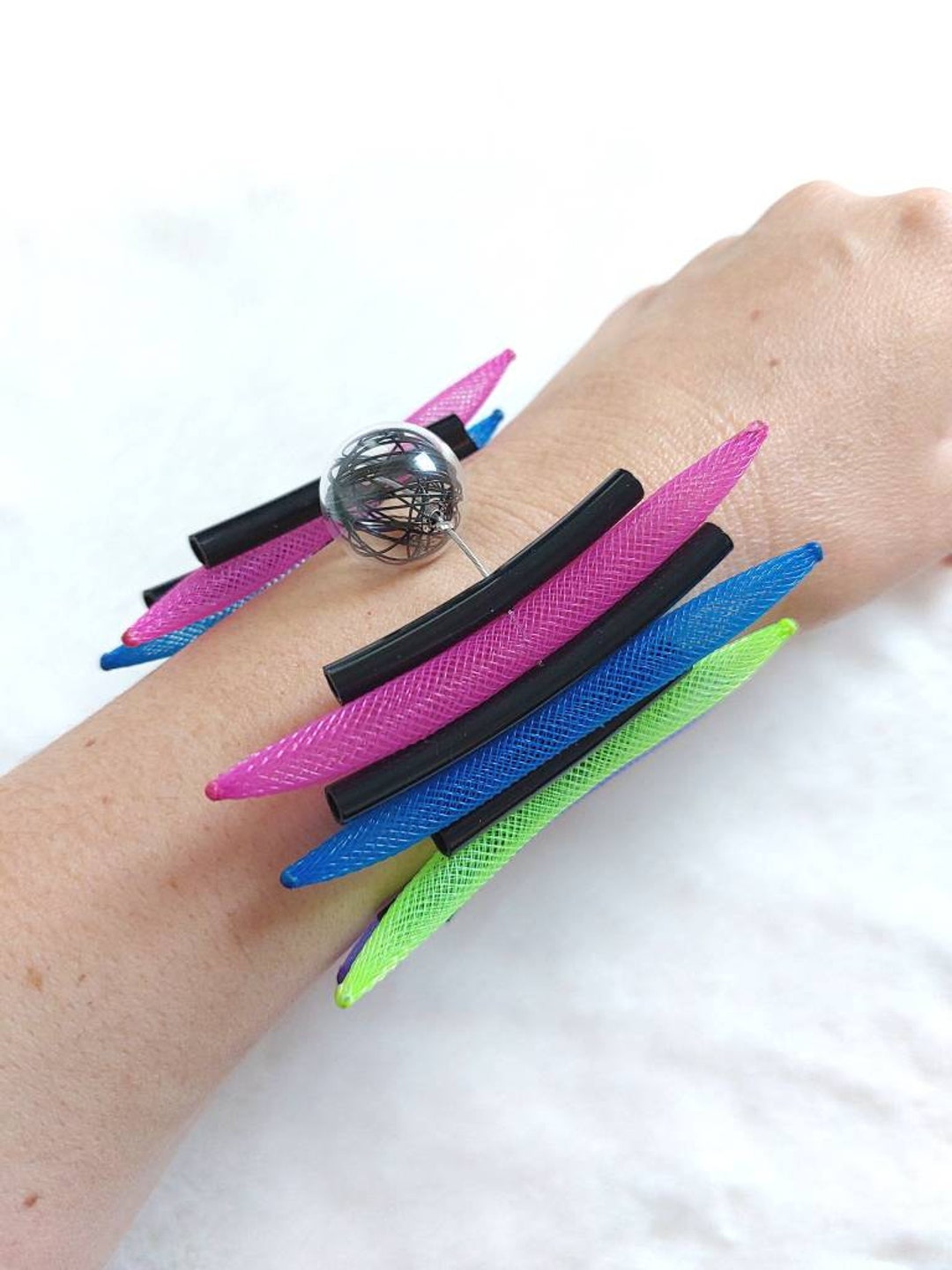 Multicolor Cuff Bracelet Bold Statement Bracelet Unusual Bracelet ...