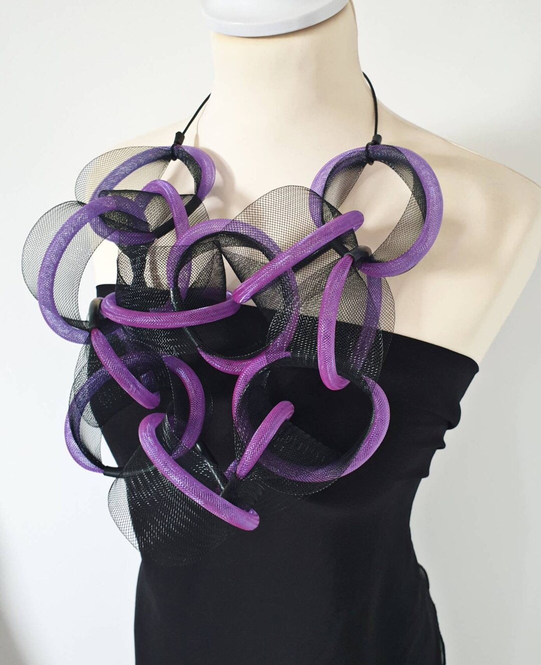Purple Mesh Statement Necklace 2in1 Necklace Adjustable Necklace ...