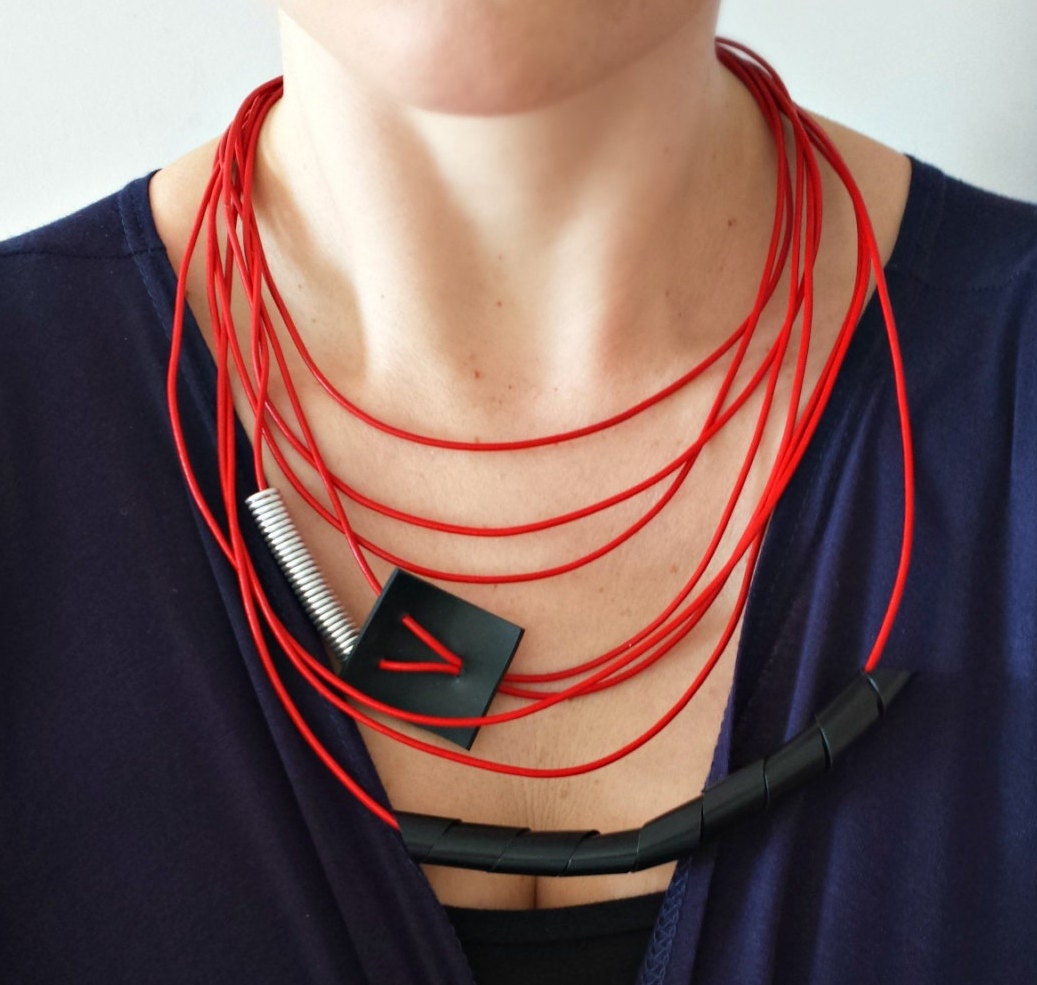 Chunky statement ketting Moderne ketting Lederen sieraden - Etsy Nederland