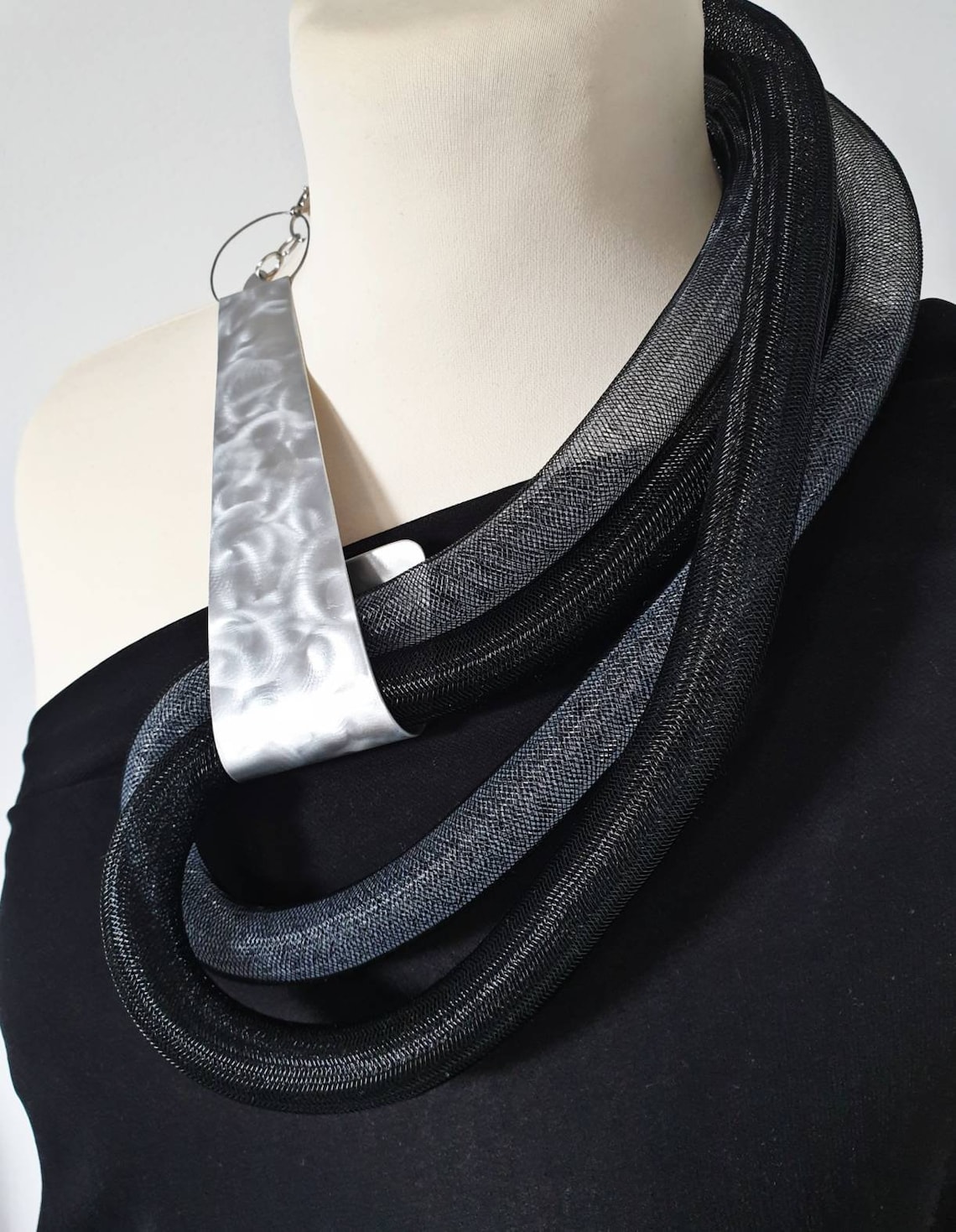 Statement Necklace Bib Necklace Mesh Necklace Modern Necklace - Etsy