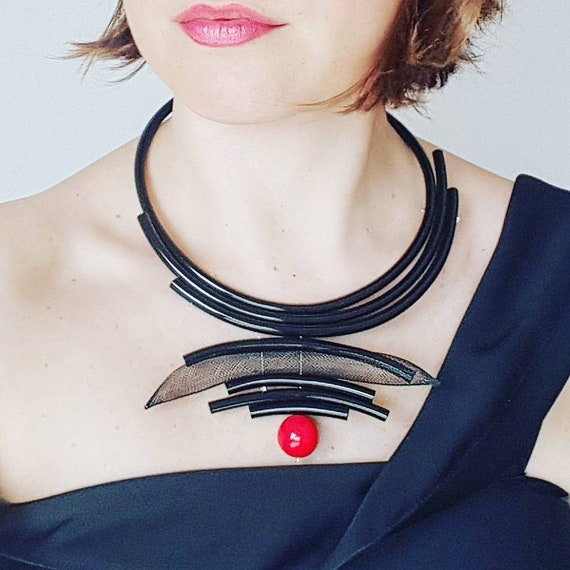 Contemporary jewelry Bib necklace Statement necklace Unusual | Etsy