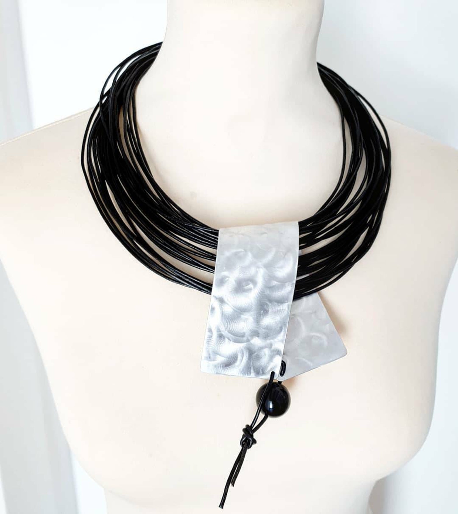 Statement Necklace Bib Necklace Popular Necklace Leather - Etsy