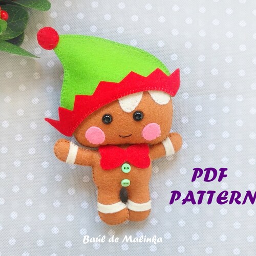 Gingerbread Girl Felt Pattern Christmas Ornaments Felt PDF - Etsy