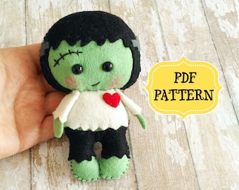 Cute Frankenstein Pattern Halloween Sewing Tutorial Frankenstein Felt ...