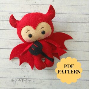 Devil Halloween Pattern Felt Doll Pattern Pocket Doll Felt Devil ...