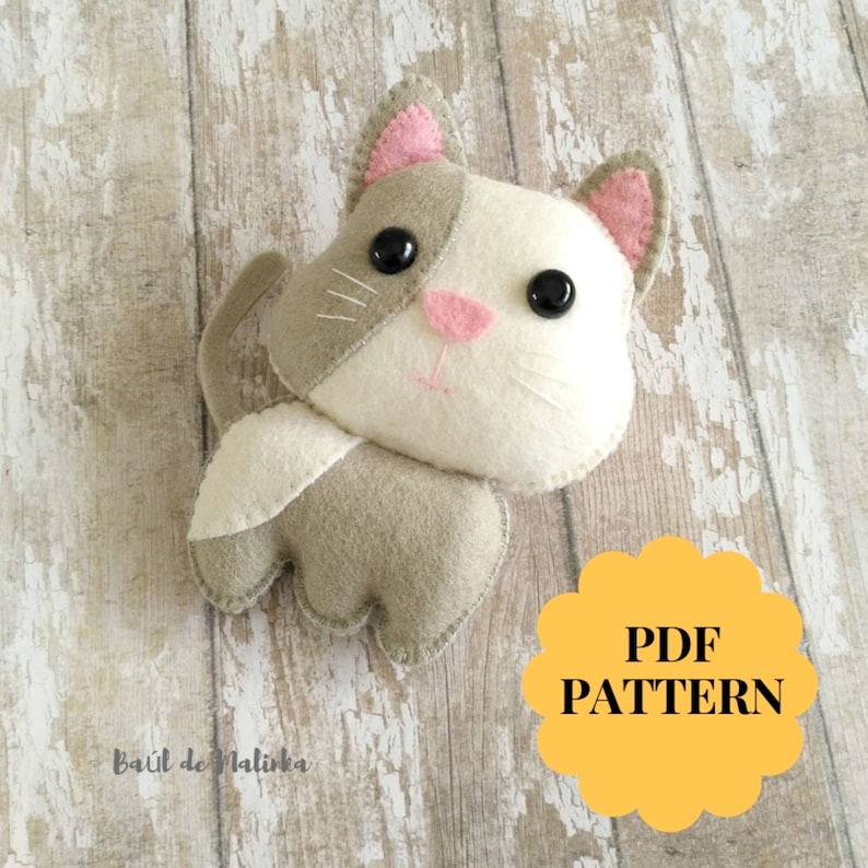 Cat Felt Pattern PDF Ornament Animals Sewing Pattern Nursery - Etsy