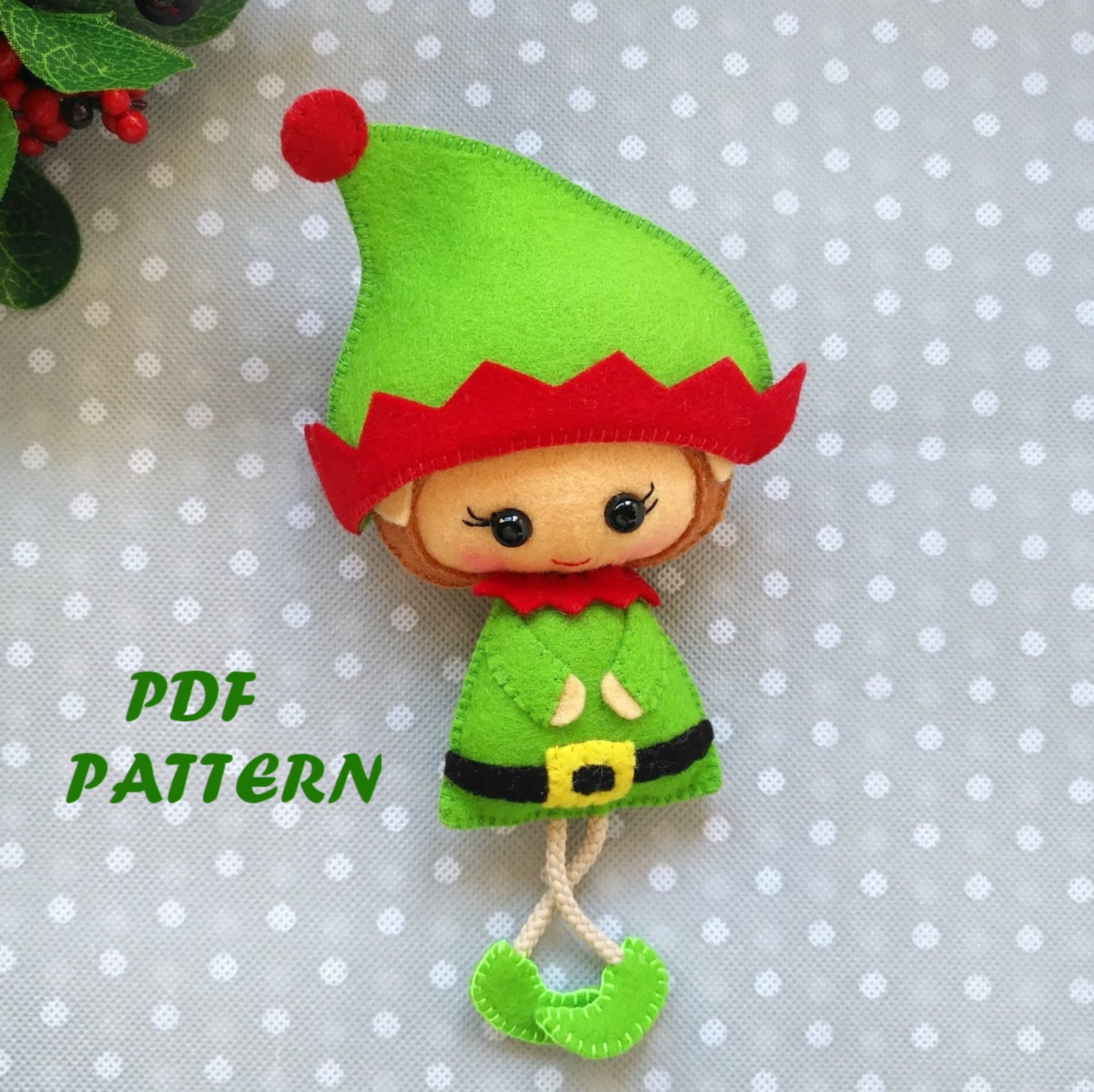 Christmas Ornament Pattern Felt Elf Doll Christmas PDF Pattern Felt ...