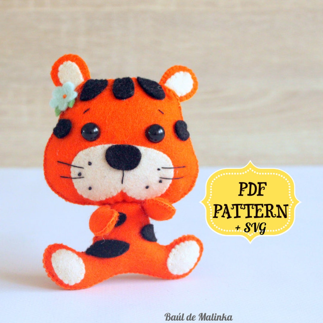 Felt Tiger Pattern, SVG Felt Tiger, Jungle Animal Ornament, Tiger Felt ...