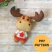 Felt Christmas Ornament Pattern Felt Moose Pattern Moose Ornament Felt ...